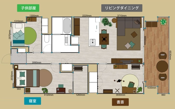 3LDKのレイアウト例・家具配置 ～3人・4人家族で豊かに暮らすリビング・部屋～ | a.flat 風が運ぶ、自然の贈りもの - 目黒通り・新宿・大阪梅田(グランフロント北館)